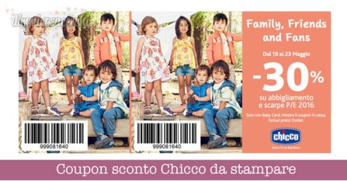 Coupon sconto Chicco: stampa e risparmia il 30%
