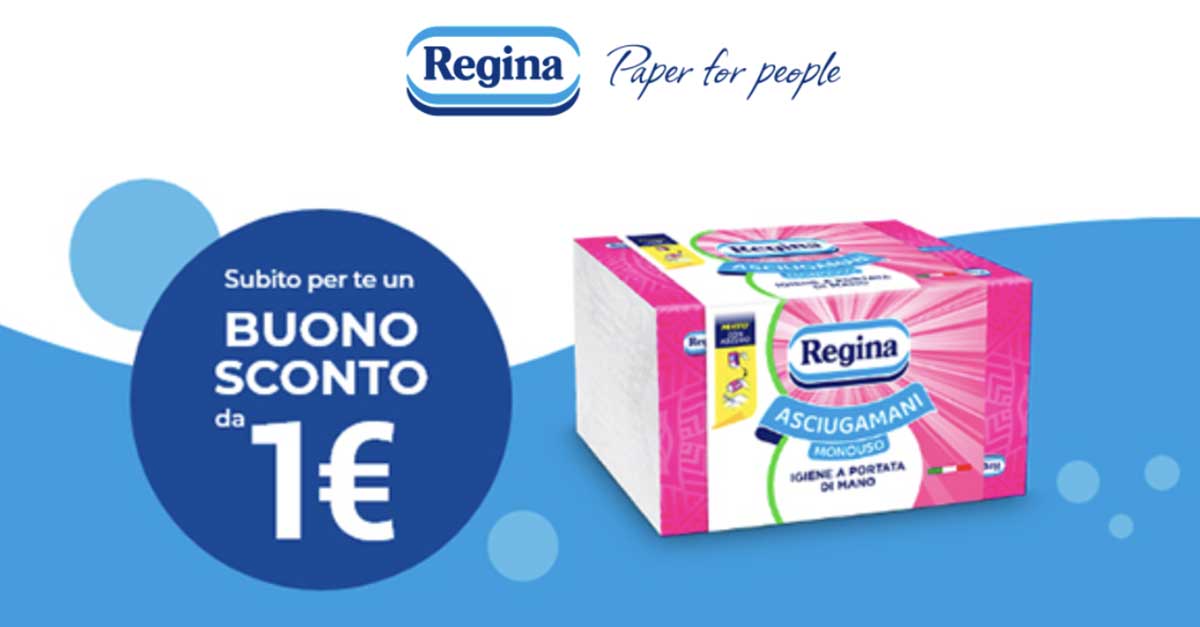 Buoni sconto Regina Asciugamani: - 1€ con questo coupon - DimmiCosaCerchi