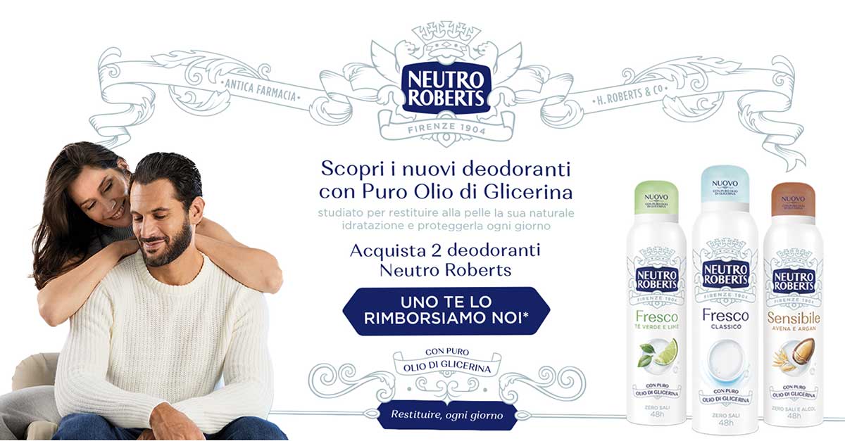 Cashback Neutro Roberts "Restituire, ogni giorno": un deodorante è ...