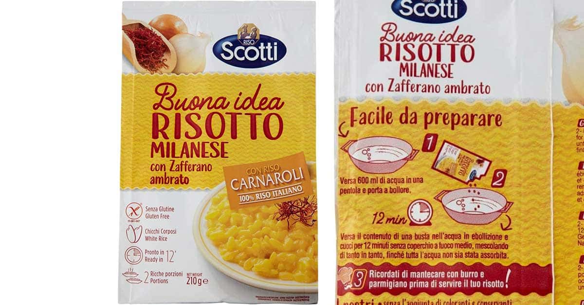 Riso Scotti risotto alla Milanese: 2 porzioni, 0,99€, senza glutine ...
