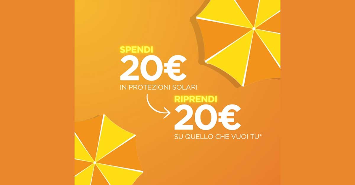 Spendi e Riprendi da Bottega verde sui solari: spendi 20€, riprendi 20 ...