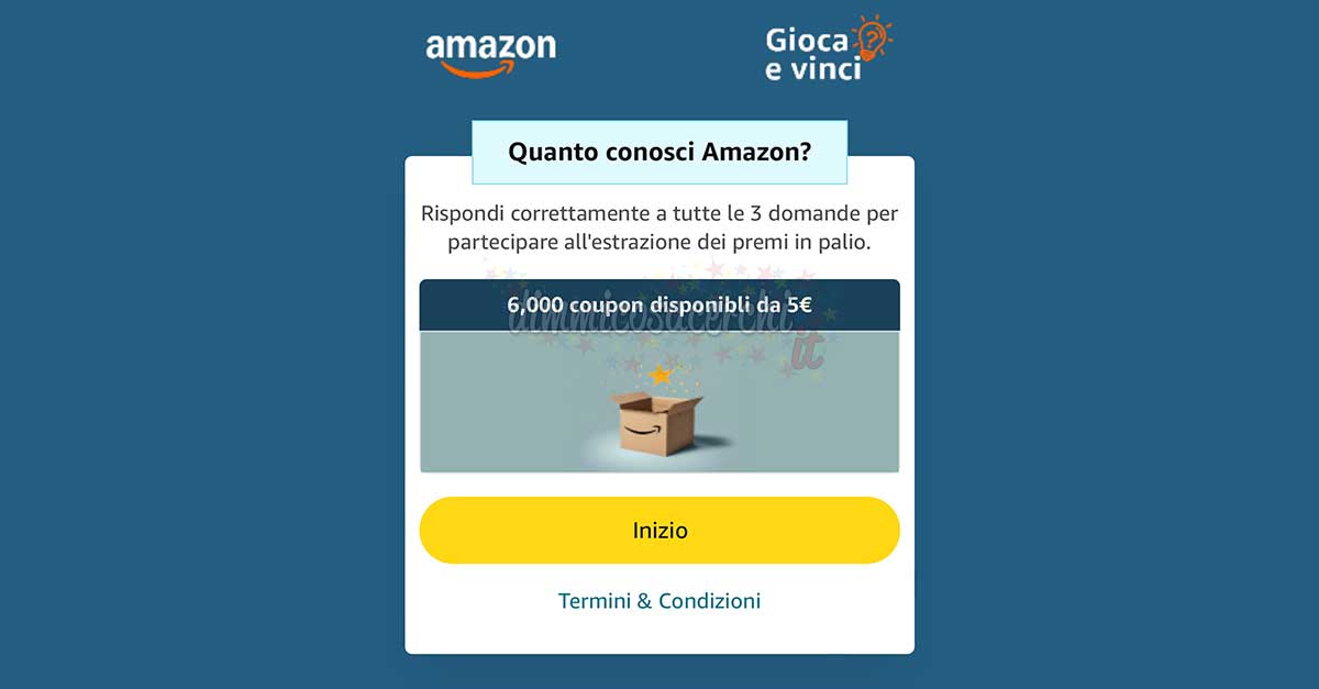 Amazon: gioca e vinci gratis 5€ da spendere subito! - DimmiCosaCerchi