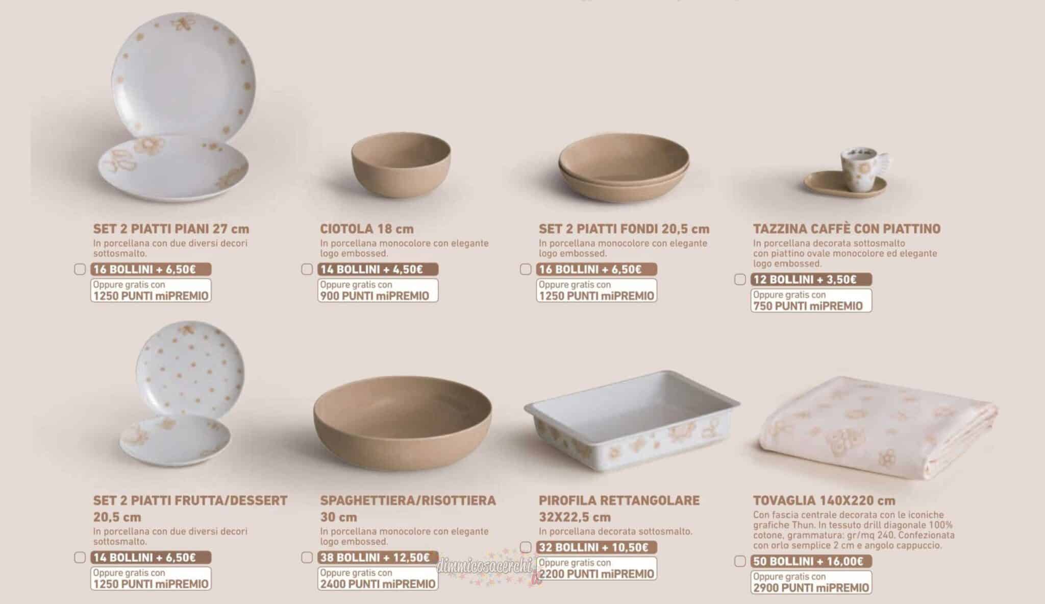 Raccolta Conad Thun 2024 "Emozioni da condividere": piatti, tovaglia.... - DimmiCosaCerchi