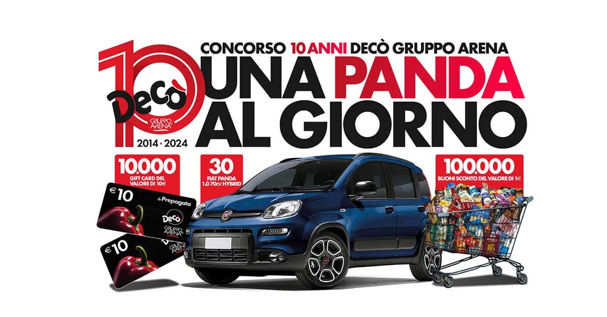 Concorso 10 anni Decò: vinci una Panda al giorno (ma non solo ...