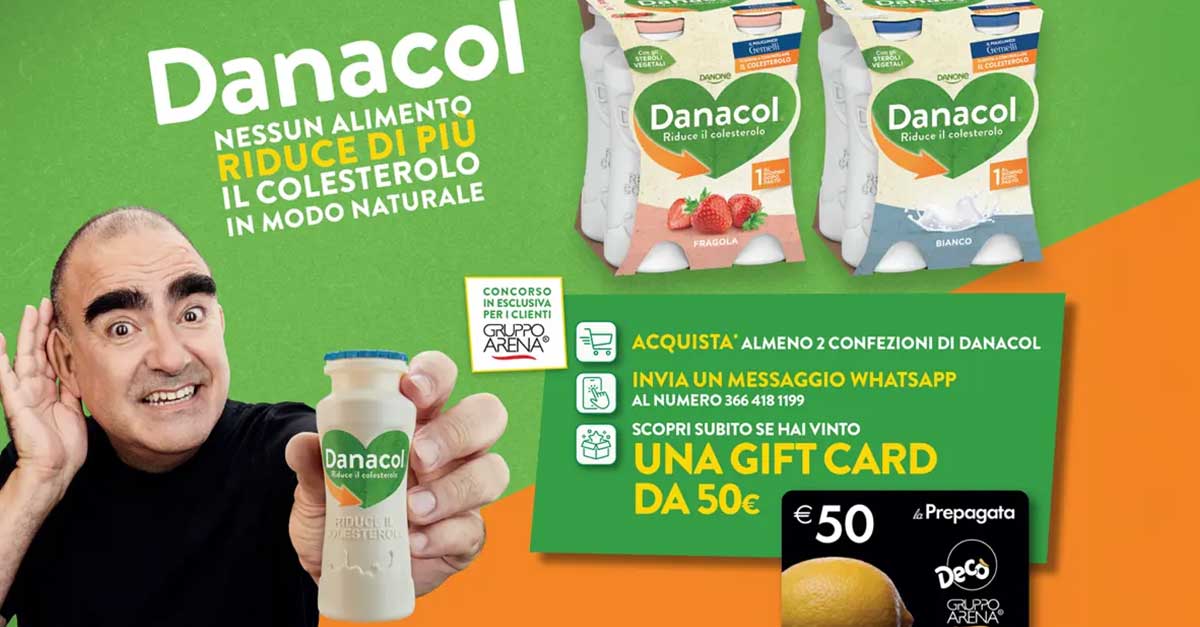 Vinci la spesa con Danacol e Fratelli Arena: 60 gift card da 50 ...