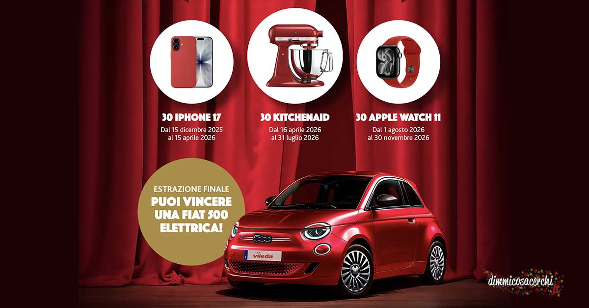 Concorso Vileda “Il rosso ti premia” con iPhone, Kitchen Aid, FIAT 500 ...